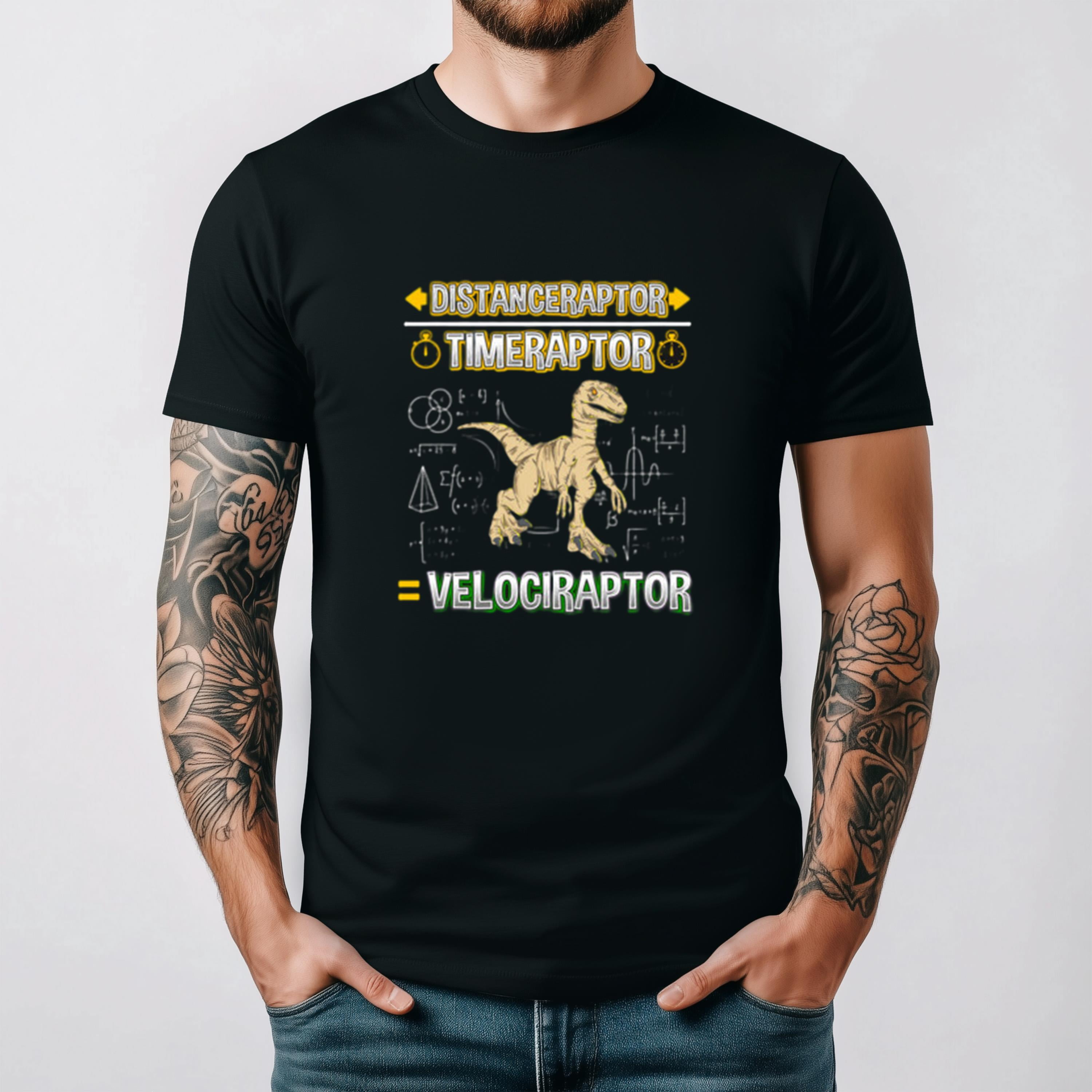 Distanceraptor Timeraptor Equals Velociraptor Pun Unisex T-Shirt up to ...