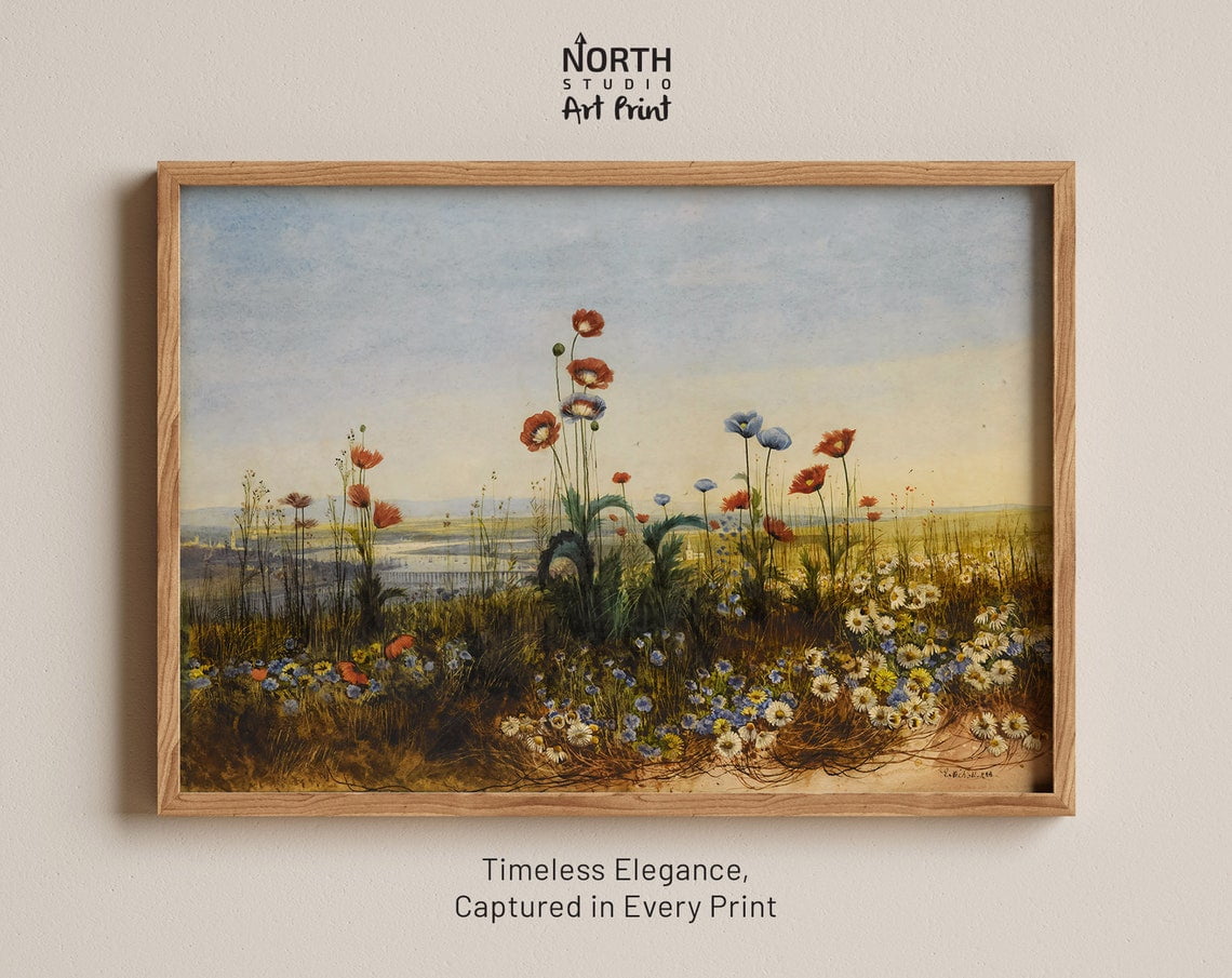 A Distant View Of Derry Print, Nicholl, Wild Flowers Art, Landscape ...