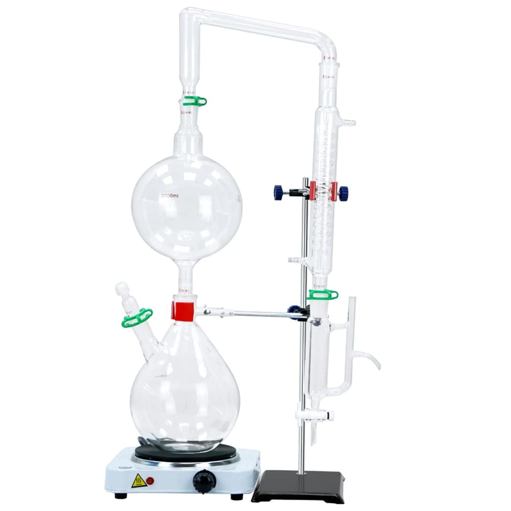 Distillation Apparatus 2L Lab Glassware Kit Glass Distilling Essential ...