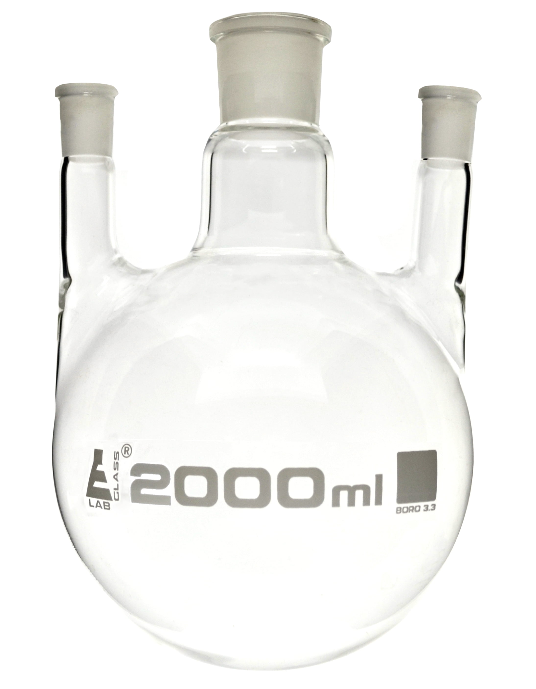Distillation Flask with 3 Parallel Necks, 2000ml Capacity, 29/32 Center ...