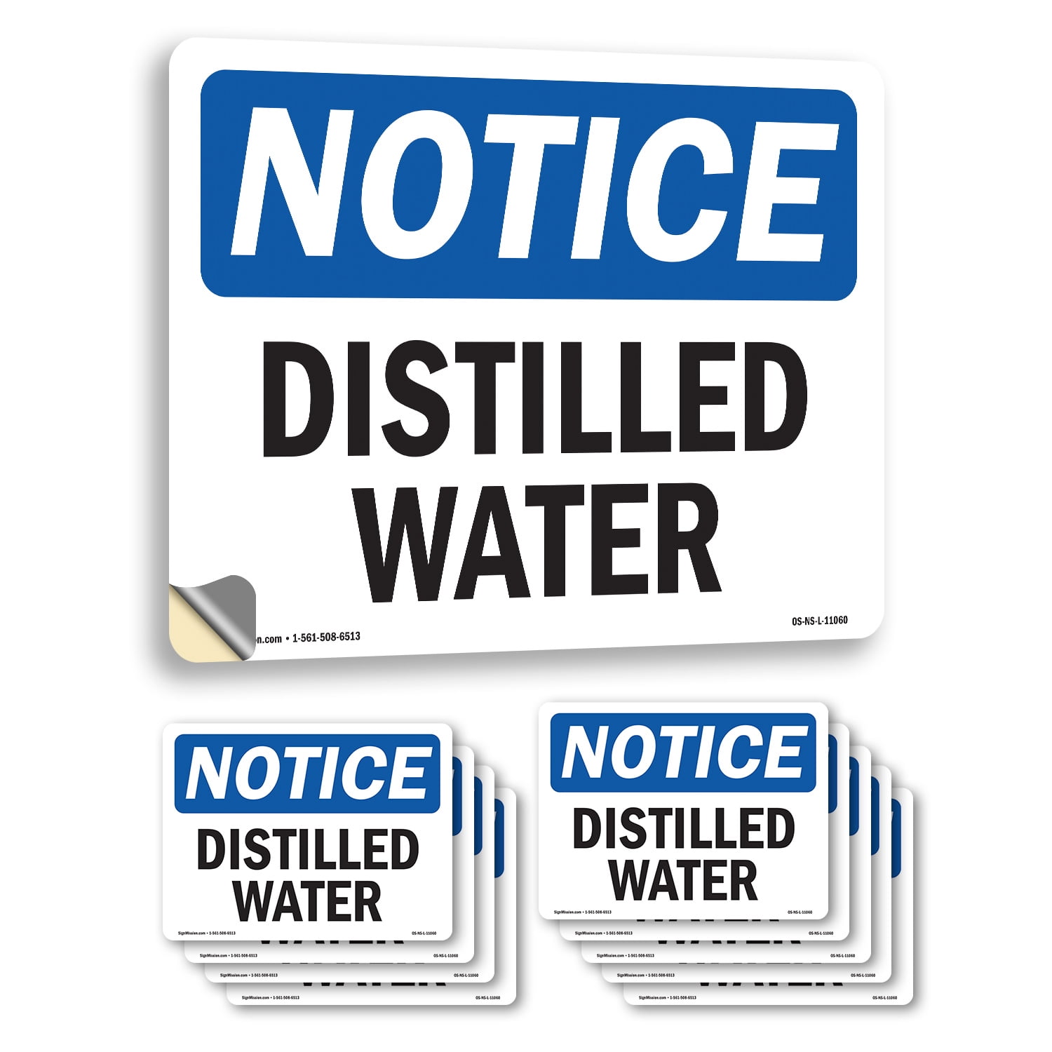 Distilled Water OSHA Notice Vinyl Decal Label 18 Inch x 12 Inch - 10 ...