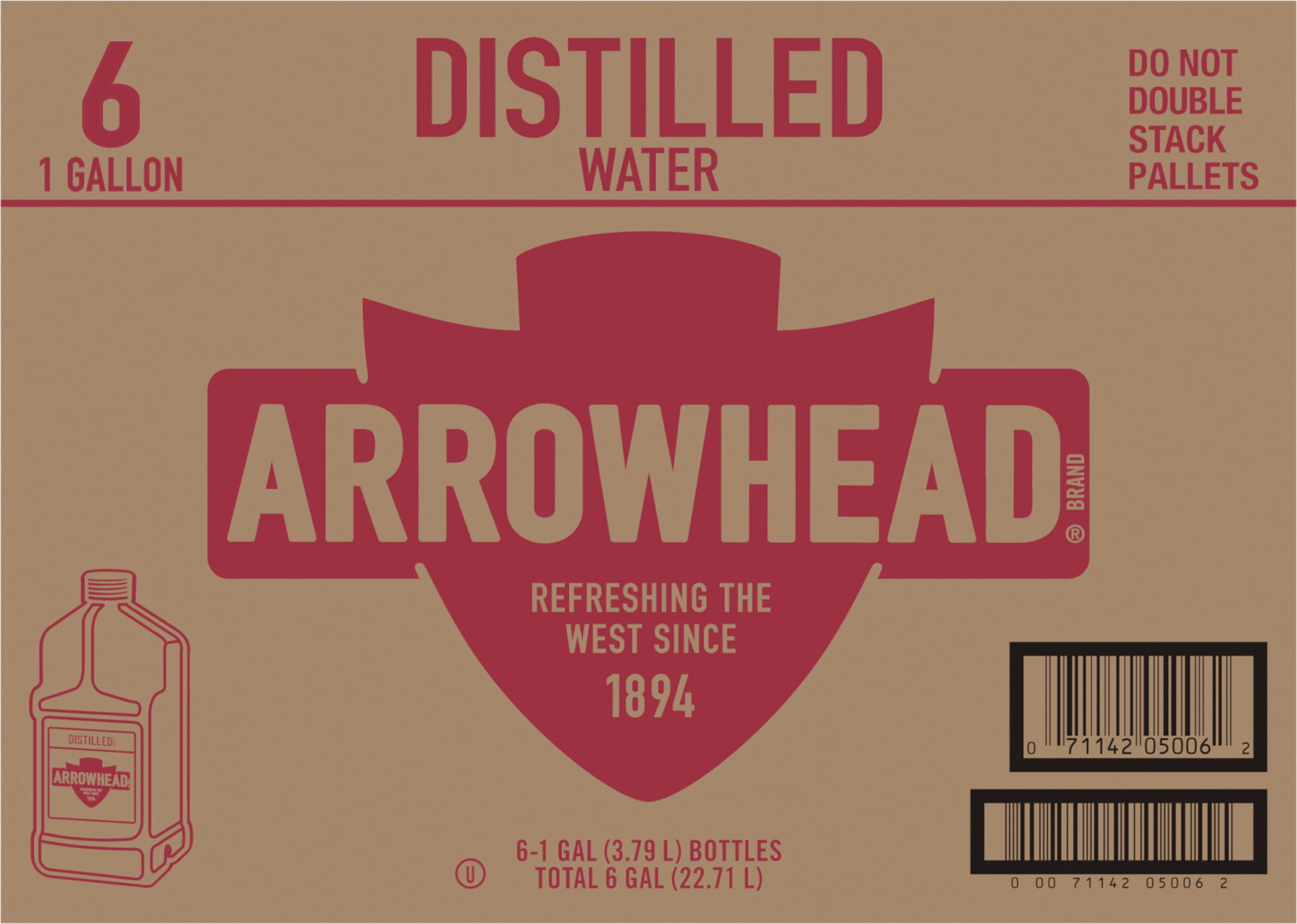 Arrowhead Brand Distilled Water, Purified, 1-Gallon Size, Easy-Pour ...
