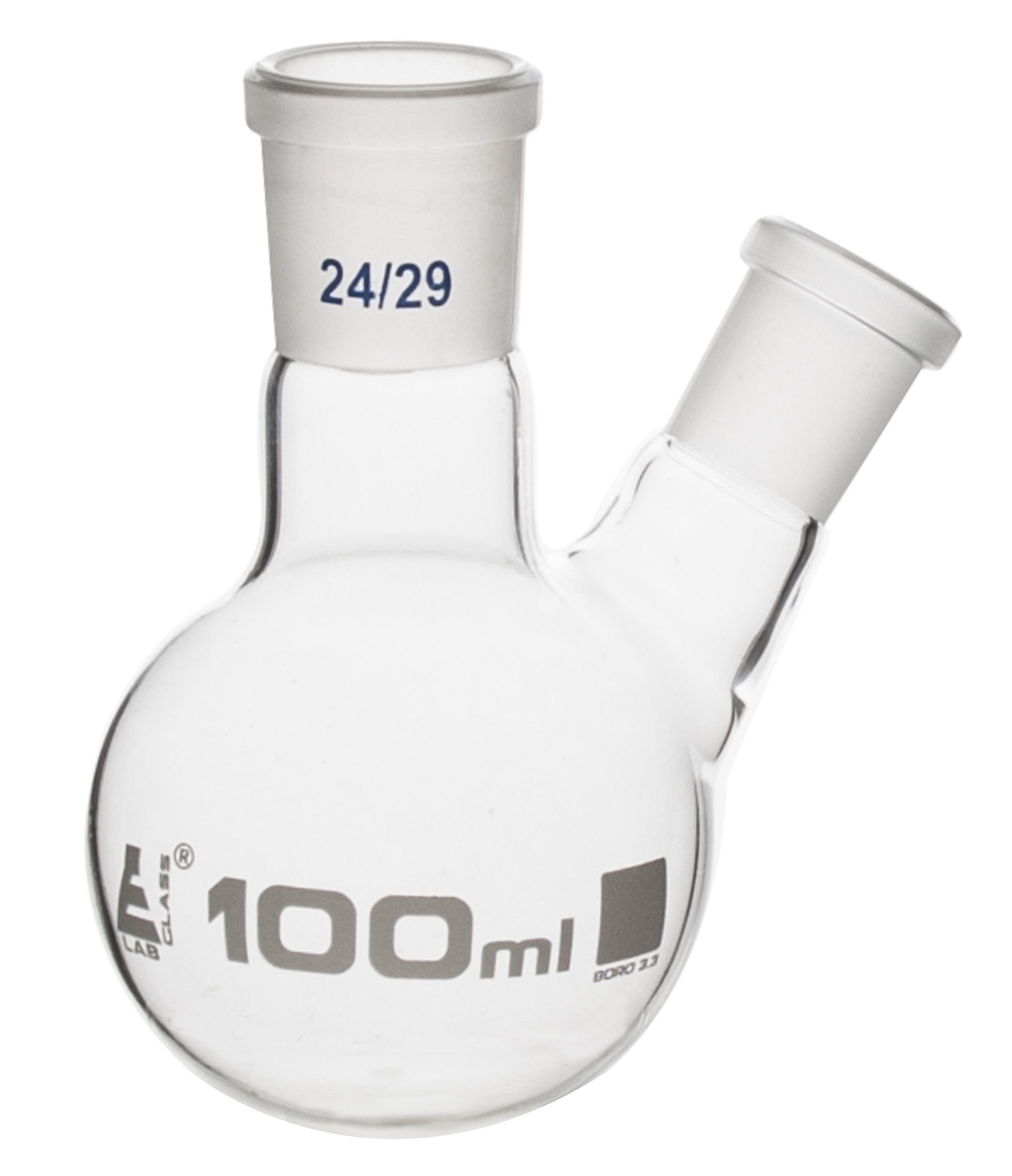Distilling Flask, 100ml - Oblique Neck with 24/29 Joint - Side Socket ...