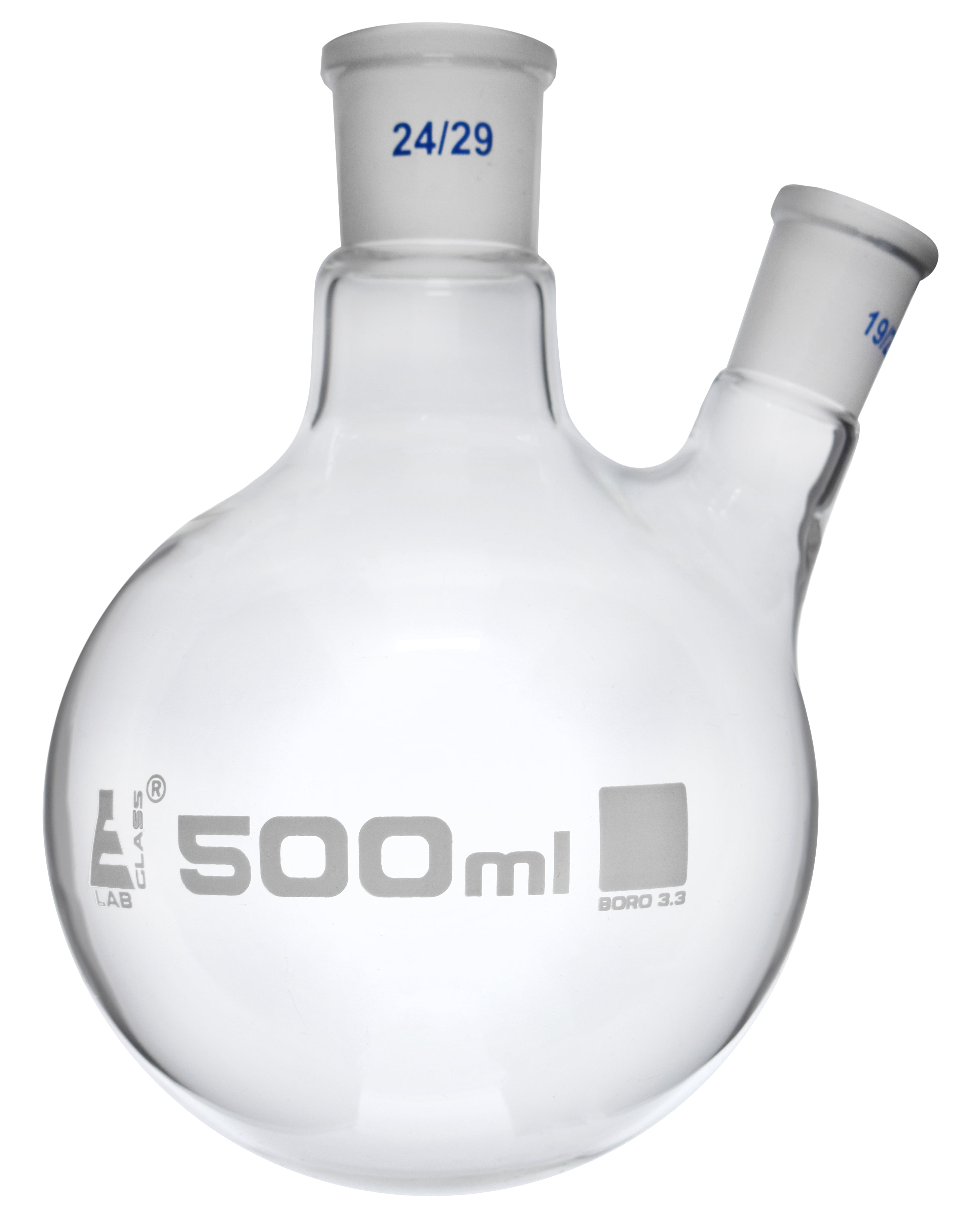 Distilling Flask, 500ml - Oblique Neck with 24/29 Joint - Side Socket ...