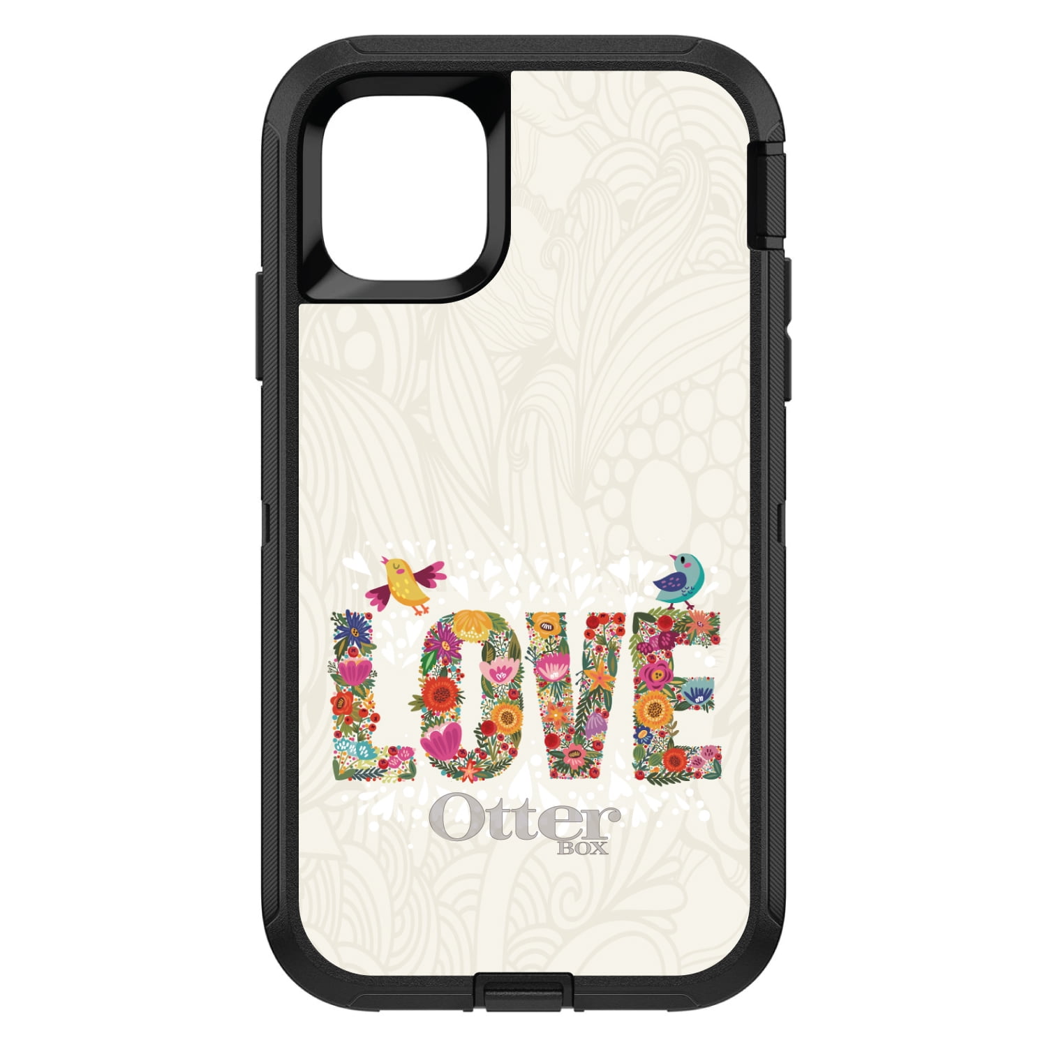 DistinctInk Case for iPhone 15 (6.1" Screen) - OtterBox Defender Custom Black Case - Spring ...