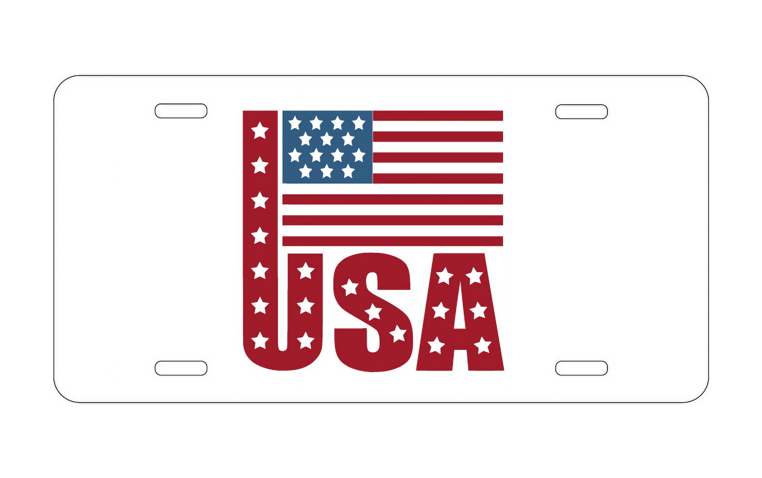 DistinctInk Custom Aluminum Vanity Front License Plate - USA Flag ...
