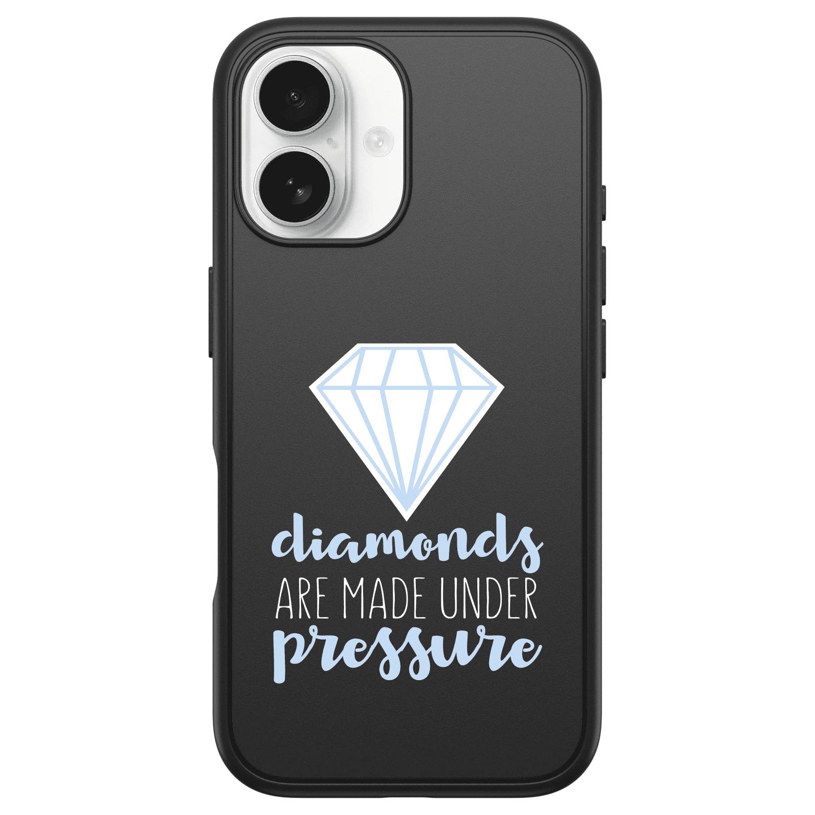 DistinctInk Custom OtterBox Symmetry for iPhone 16 - Custom Black Case - Diamonds Are Made Under ...
