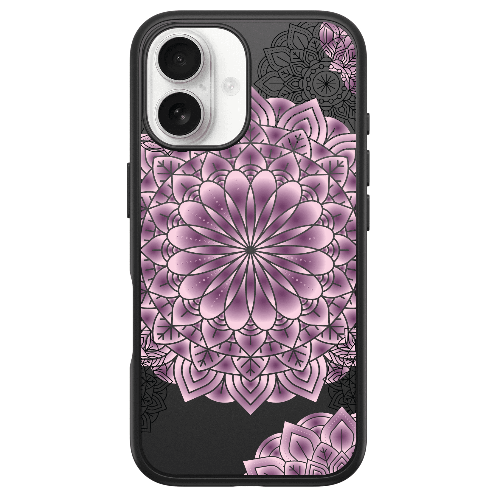 DistinctInk Custom OtterBox Symmetry for iPhone 16 - Custom Black Case ...