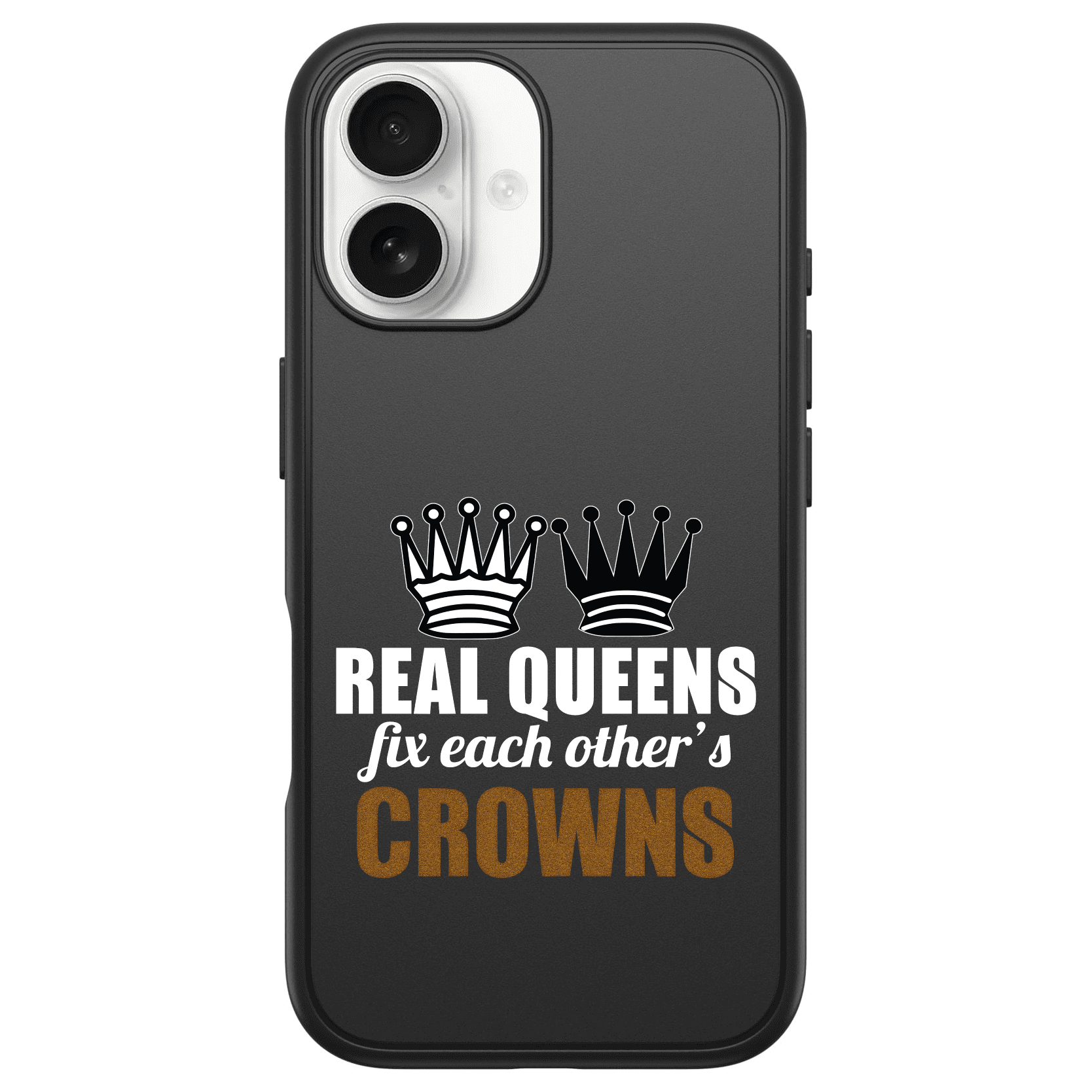 DistinctInk Custom OtterBox Symmetry for iPhone 16 - Custom Black Case - Real Queens Fix Each ...