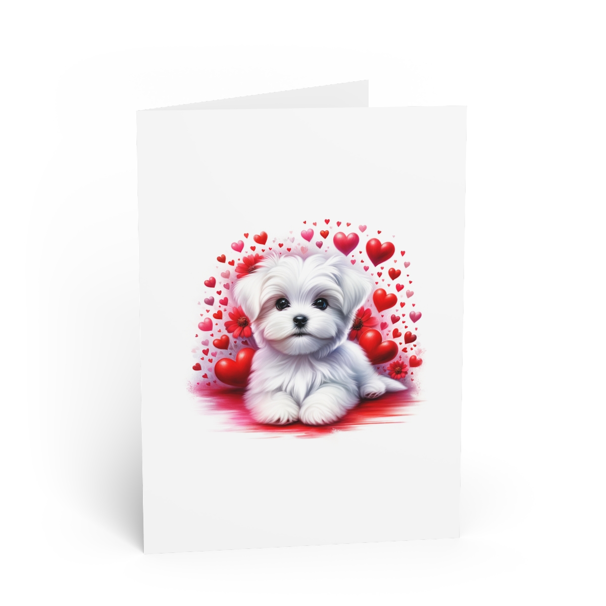 DistinctInk Greeting Card / Note Card - Valentine's Day Maltese Puppy ...