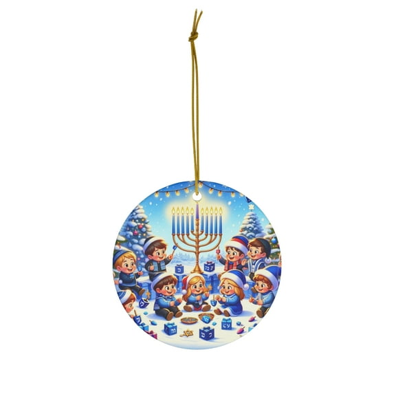 DistinctInk Hanging Ceramic Christmas Tree Ornament Charm with Gold ...