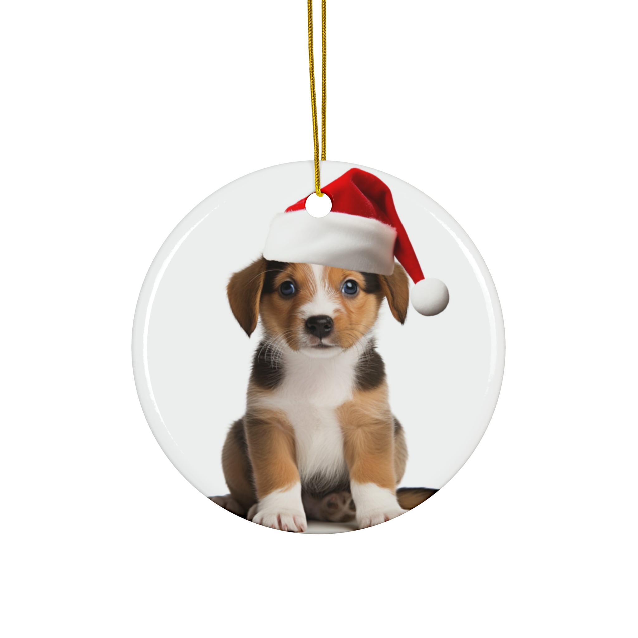 DistinctInk Hanging Ceramic Christmas Tree Ornament with Gold String ...