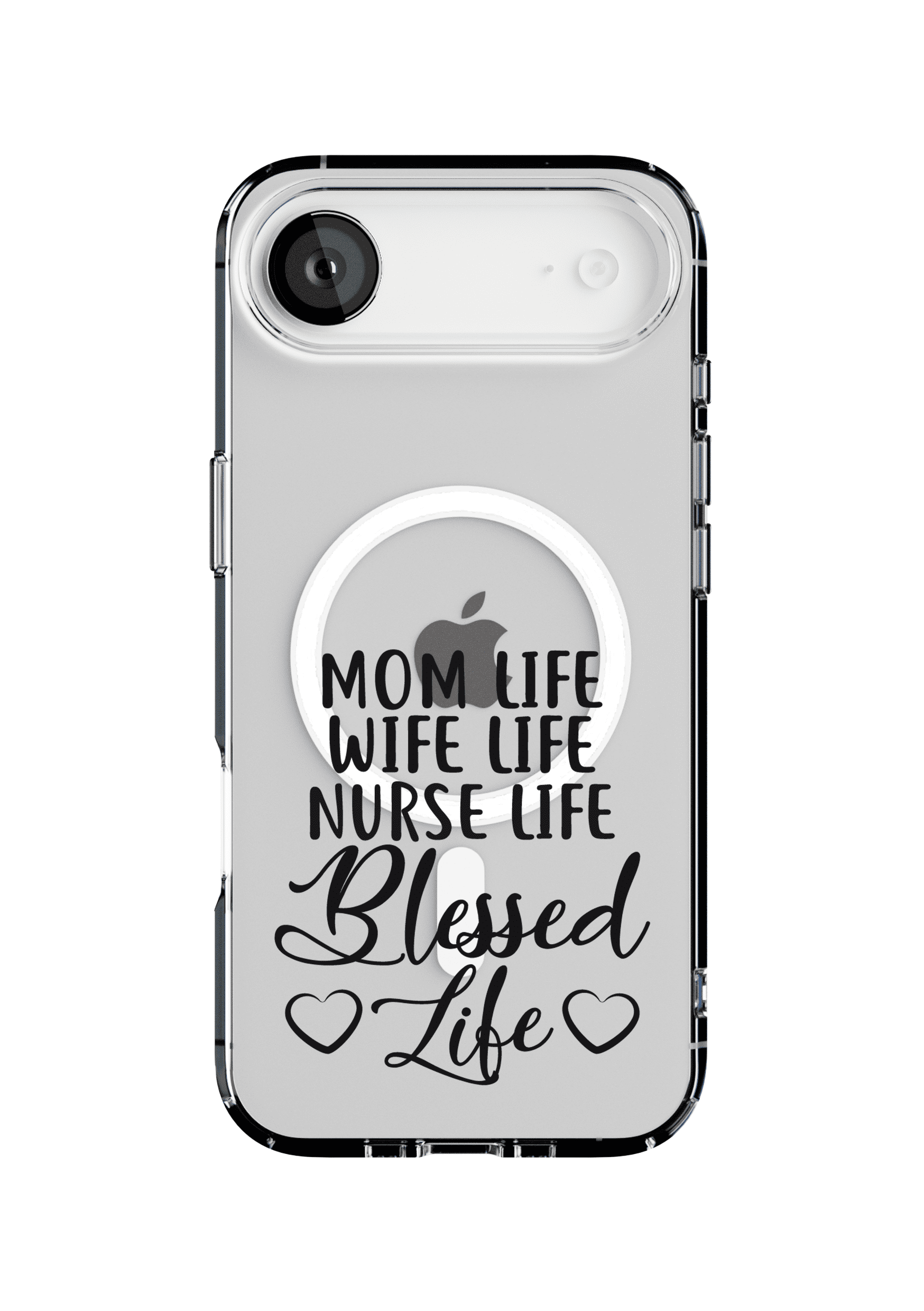 DistinctInk Hybrid Clear Case Compatible with MagSafe for iPhone 17 Air- Mom Wife Nurse Blessed ...