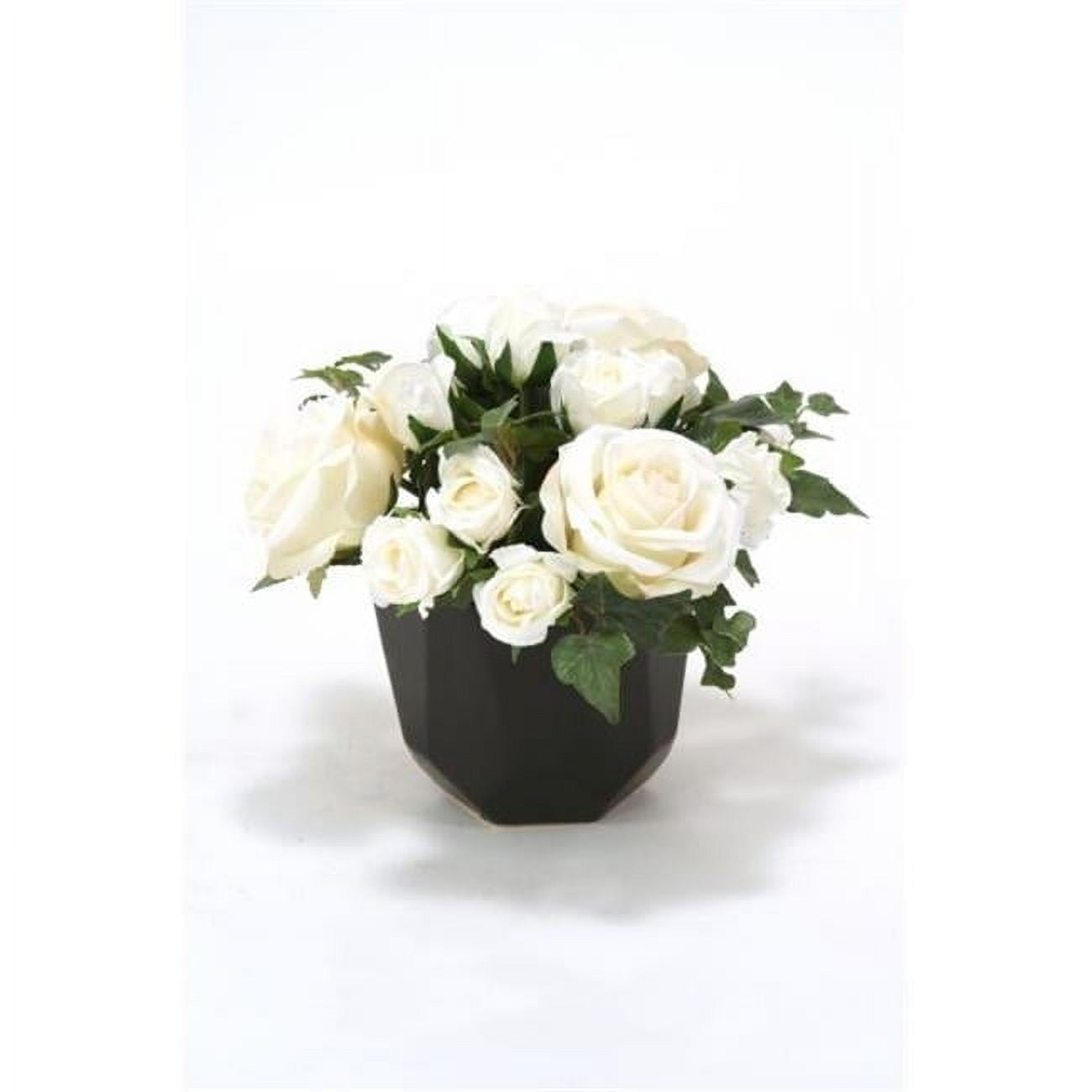 Distinctive Designs 9926 White Rose Buds in Black Benito Pot, Neutral - Walmart.com