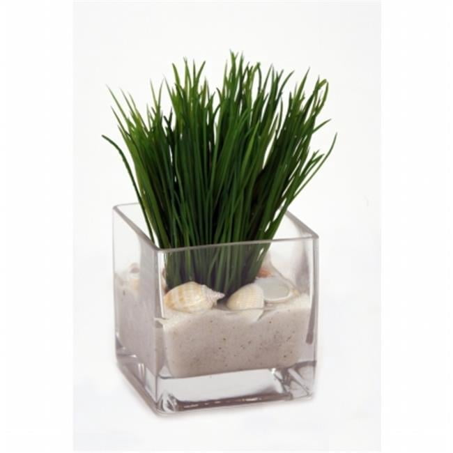 Distinctive Designs International 16940 Grass In Glass Cube With Sand ...