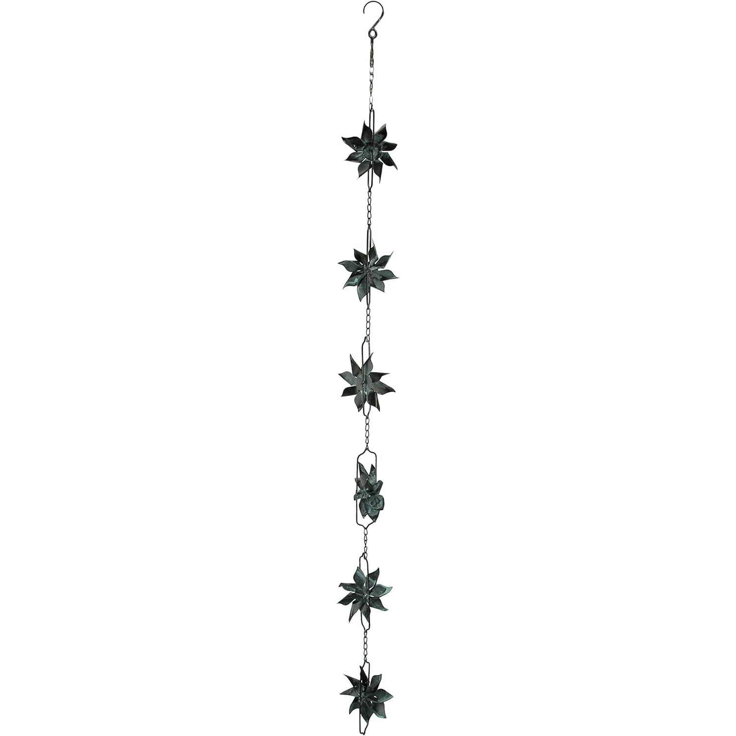Distinctive Designs Metal Pinwheel Rain Chain with Attached Hanger 48 ...