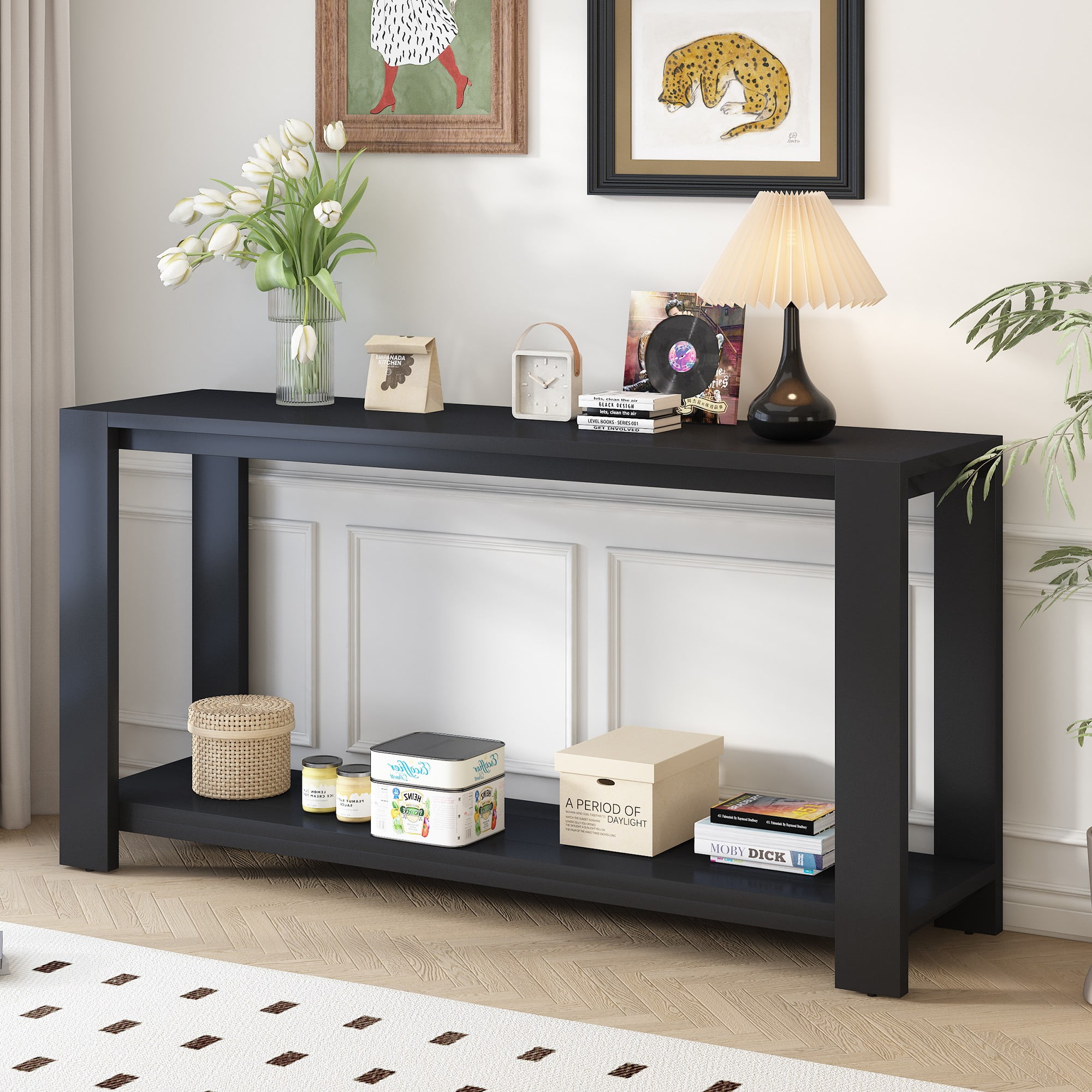 Distinctive Features of a Minimalist Console Table with Bottom Shelf ...