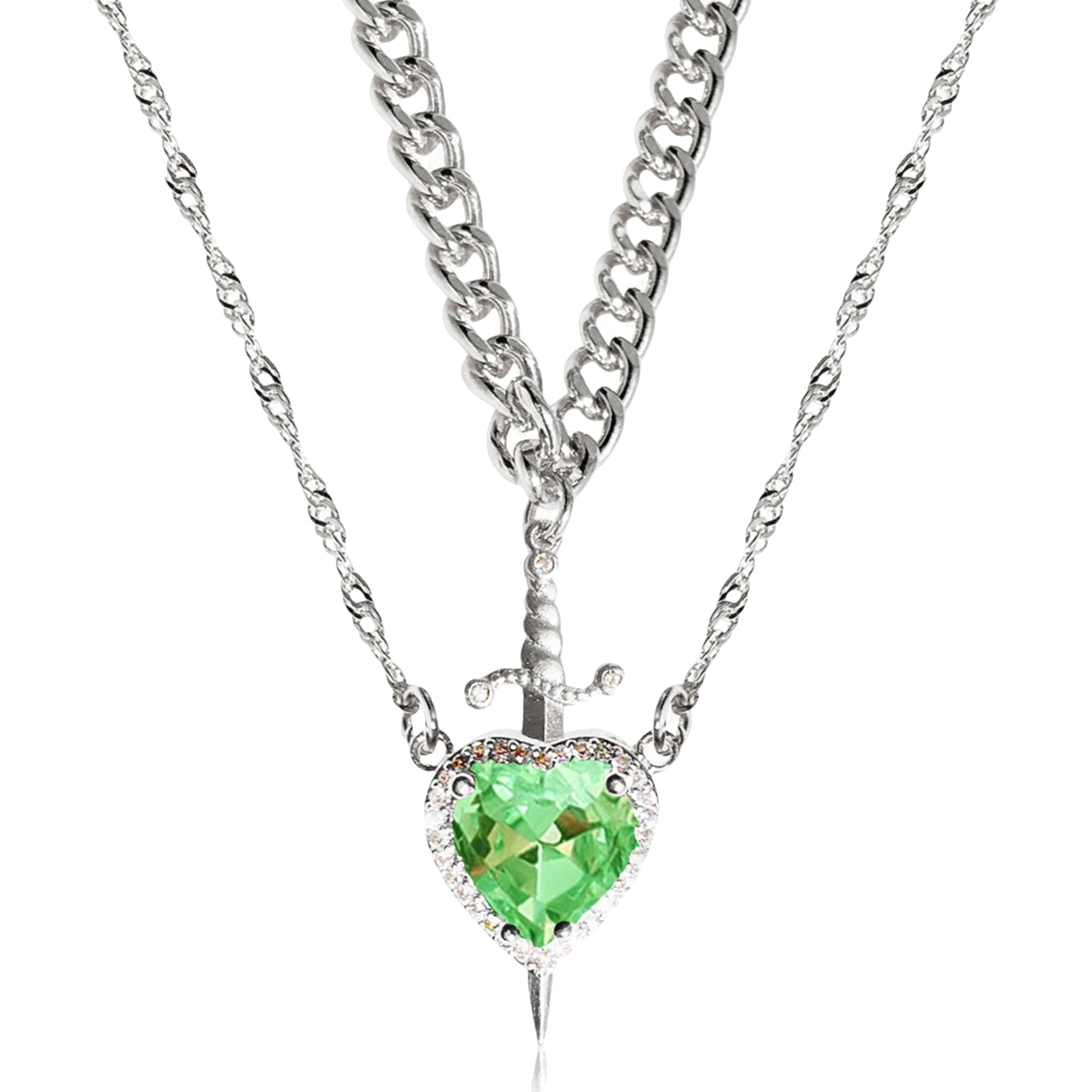 Distinctive Heart And Swords Necklace Pair With Sturdy Black Coating ...