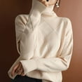 Distinctive Turtleneck Sweater Womens Loose Diamond Lazy Style Knitted