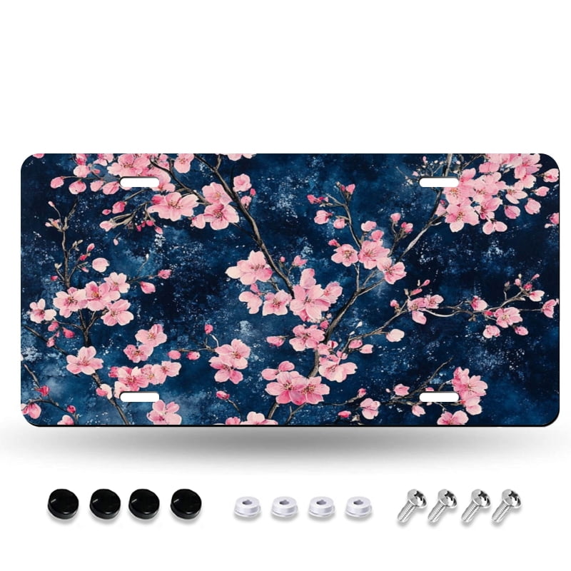Distinctive Unique Cherry Blossom Flower Flroal Pattern License Plate ...