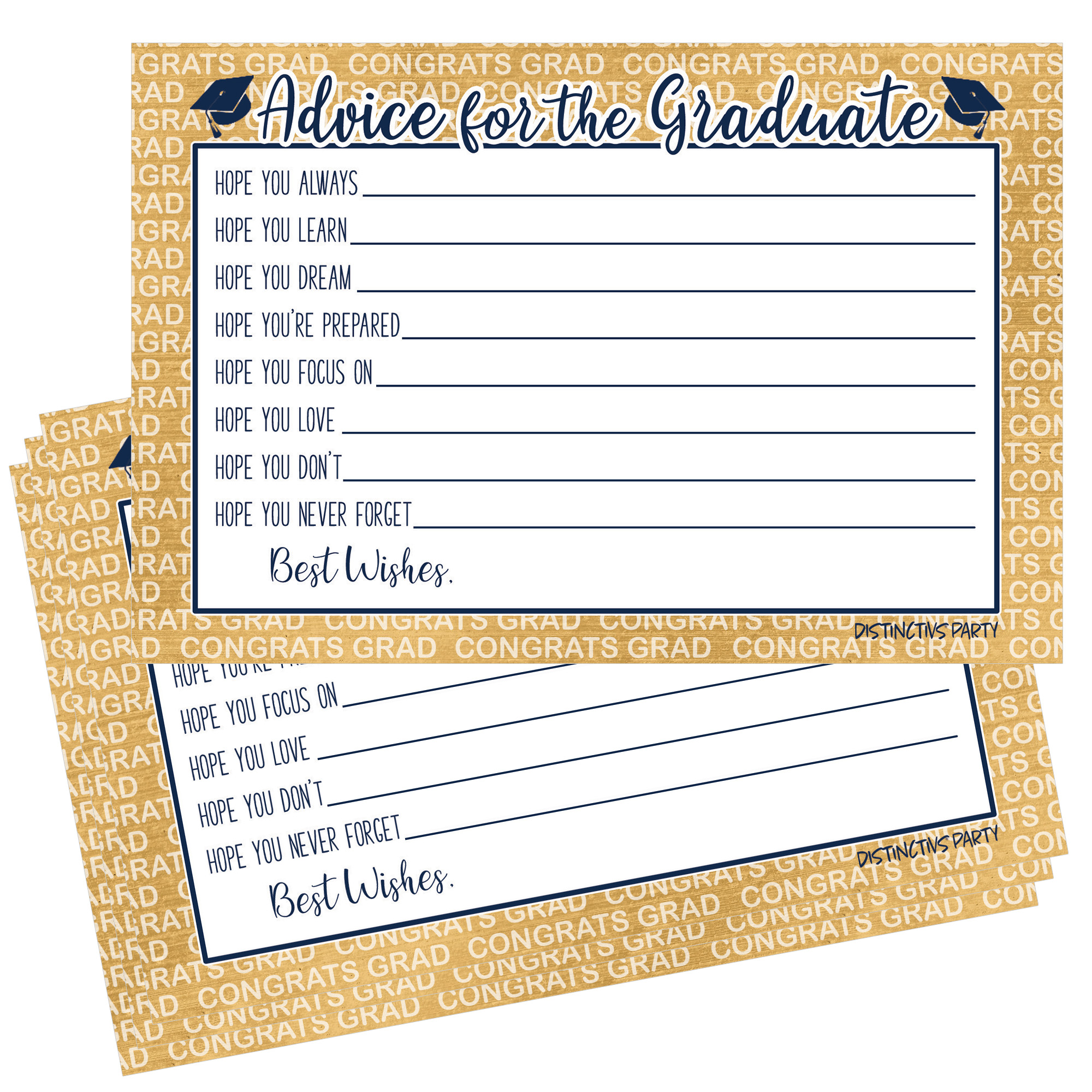 Distinctivs Blue and Gold Graduation Advice Cards, 25 Party Activity ...