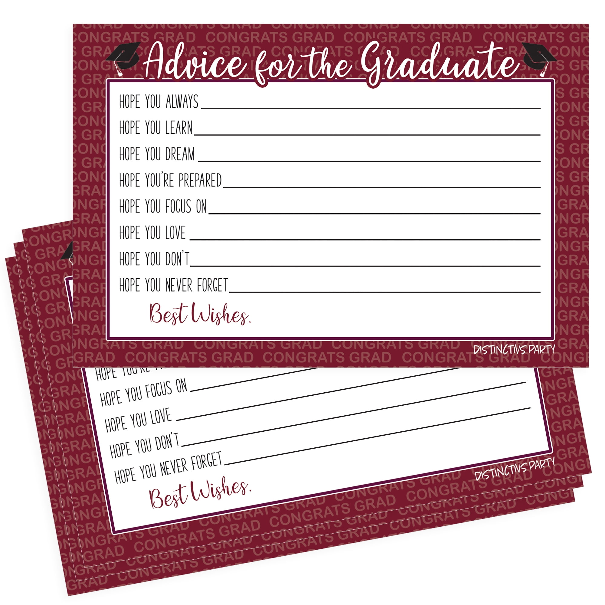 Distinctivs Maroon Graduation Advice Cards, 25 Party Activity Cards ...