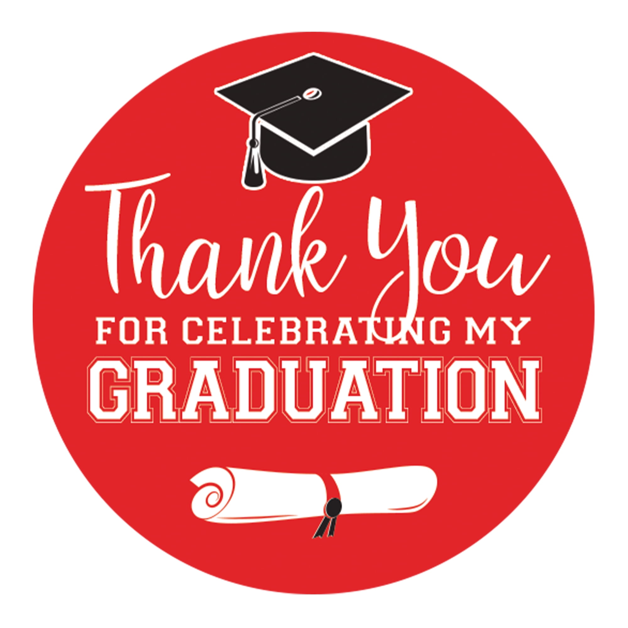 Distinctivs Red Graduation Party Favor Thank You Stickers, 40 Labels ...