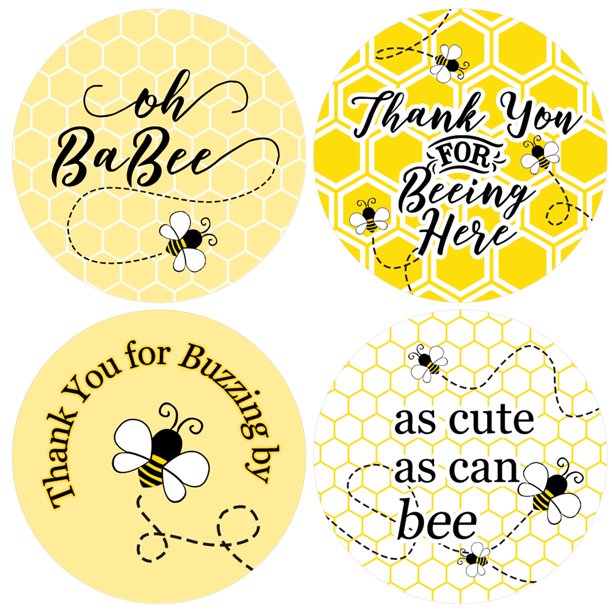 Distinctivs Yellow Bumble Bee Baby Shower Thank You Stickers, 40 Party ...