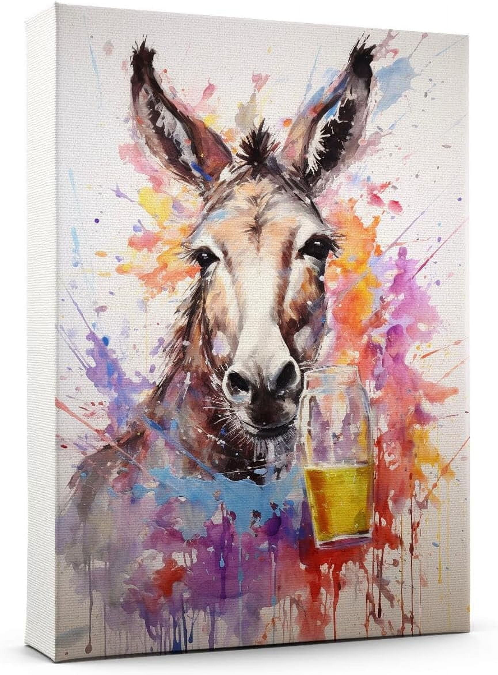 Distiny Hudo Donkey Poster Wall Art Animal, Donkey Canvas Style Wall ...