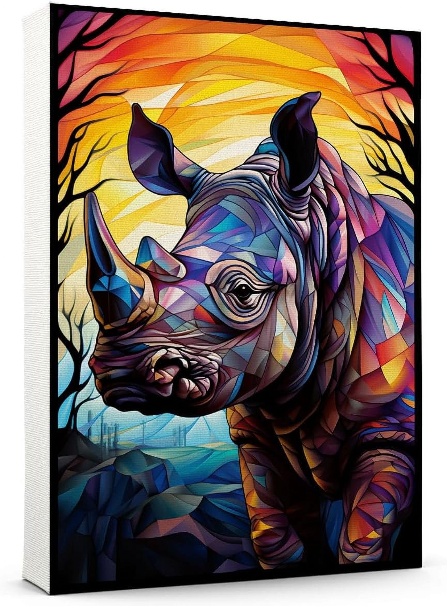 Distiny Hudo Rhinoceros Wall Art Canvas Painting - Rhinoceros Poster ...