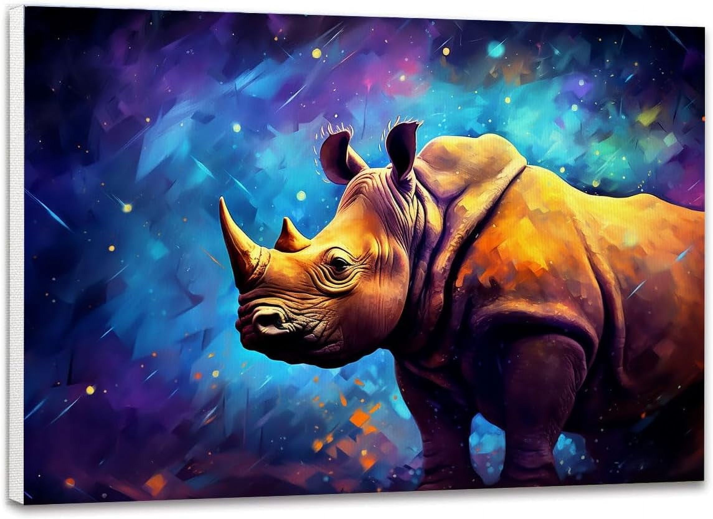 Distiny Hudo Rhinoceros Wall Art Decor, Rhinoceros Art Bedroom Wall Art ...