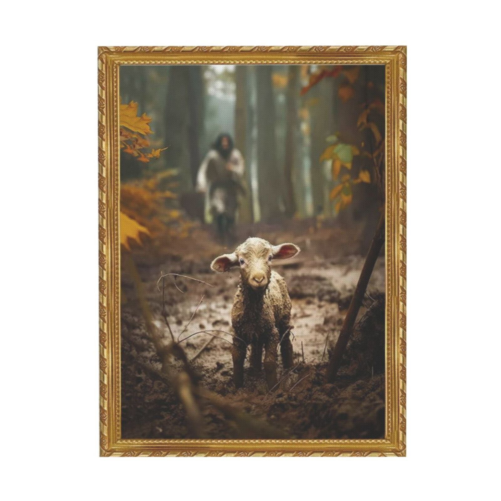 Distiny Jesus and the Lamb Canvas Wall Art Jesus running with the lamb ...