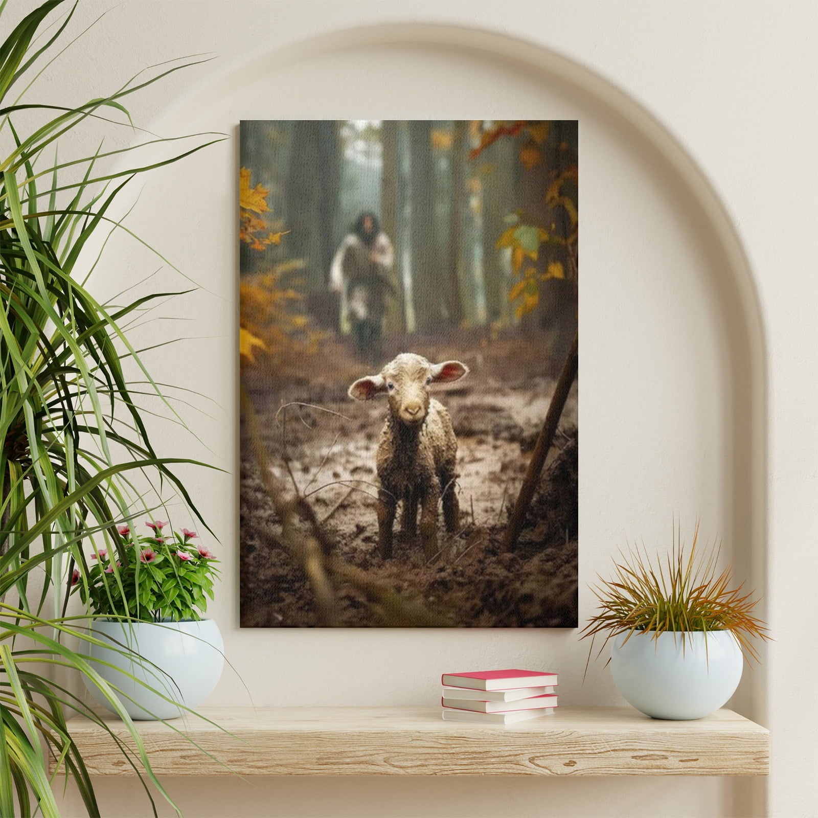 Distiny Jesus and the Lamb Canvas Wall Art Jesus running with the lamb ...