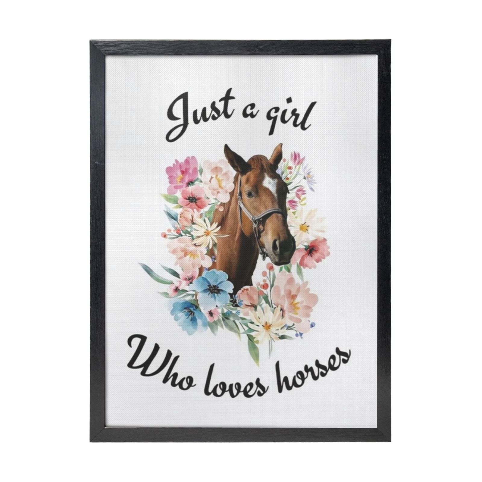 Distiny Just A Girl Who Loves Horses Flower Horse Floral Canvas Wall ...