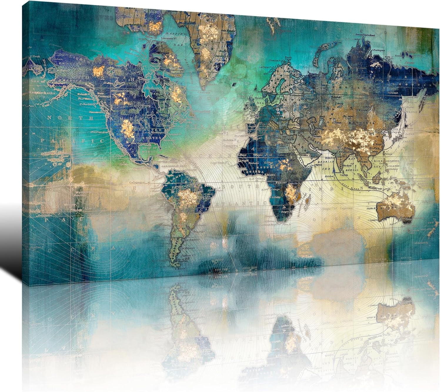 Distiny Large World Map Canvas Prints Wall Art for Living Room Office ...