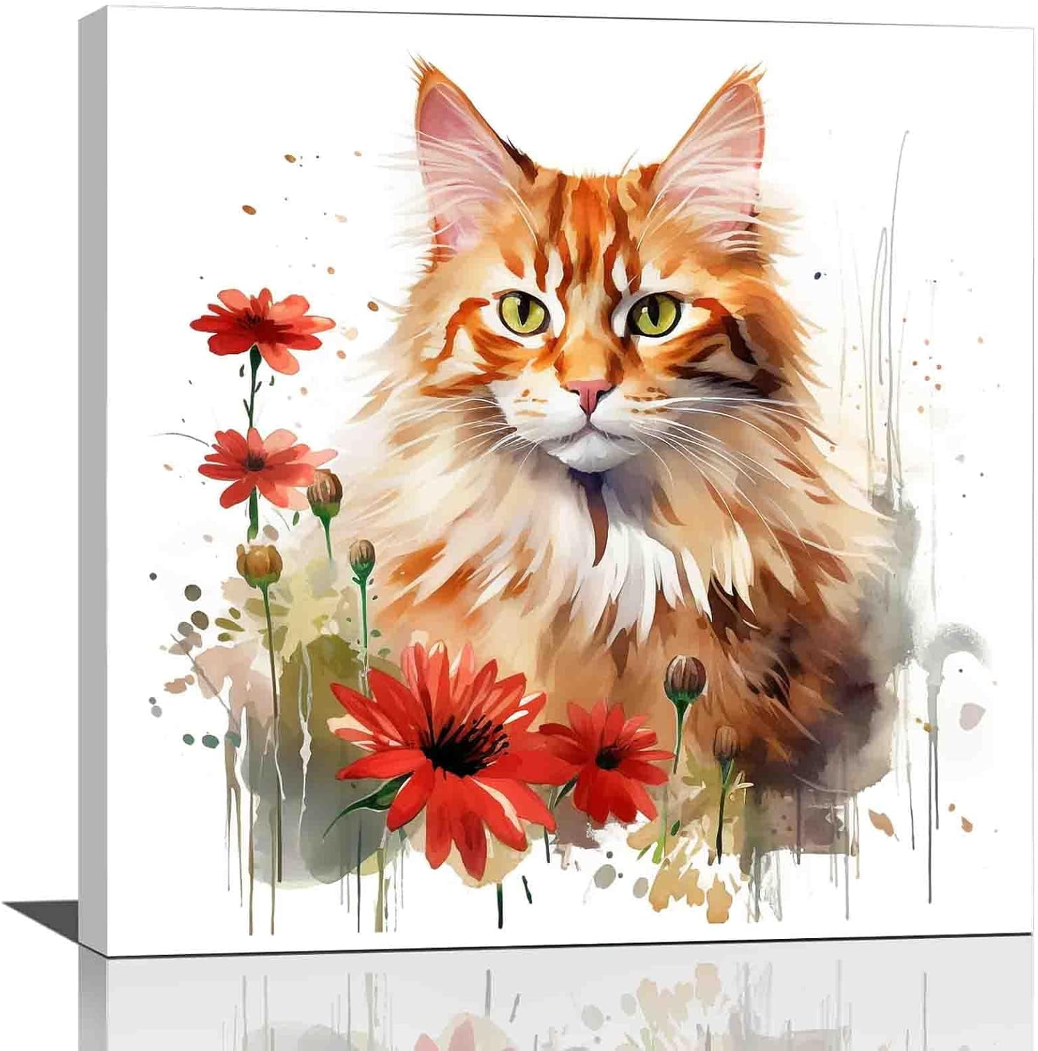 Distiny Maine Coon Cat Red Tabby watercolor painting print -framed watercolor art,nursery decor ...