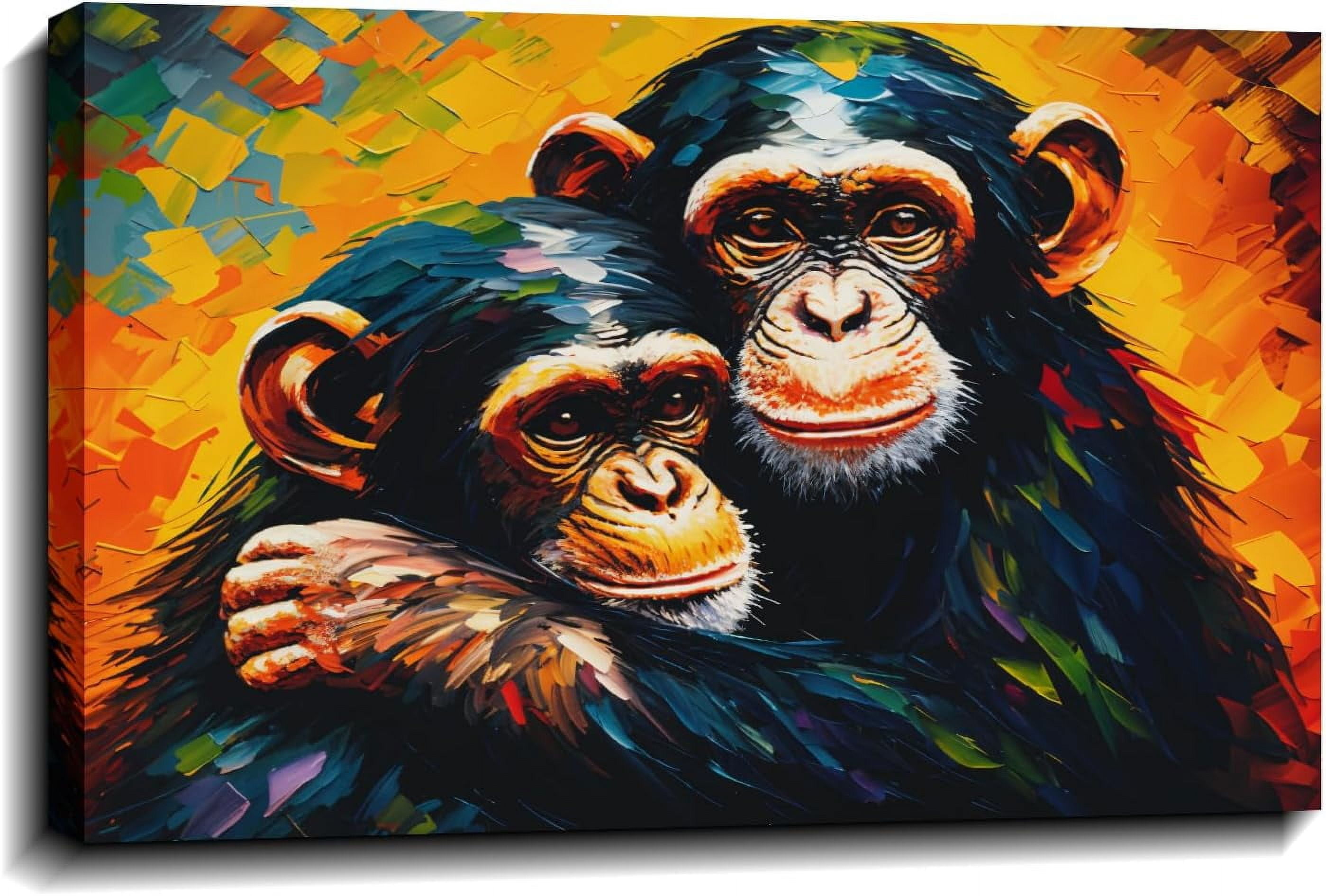 Distiny Monkey Canvas Wall Art - Monkey Wall Decor Graffiti Animal Painting Print Monkey with ...
