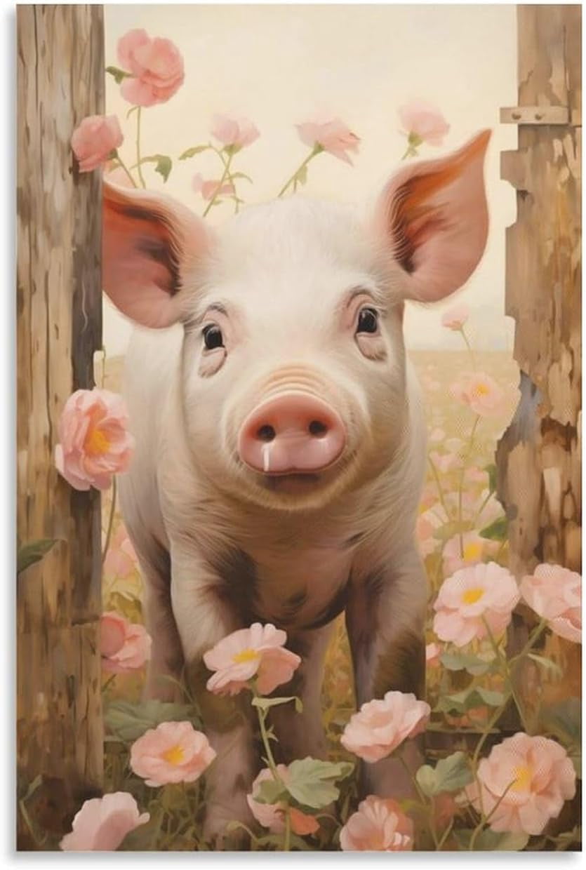 Distiny Pig Poster Canvas Wall Art Modern Pig Portrait Farm Animal ...