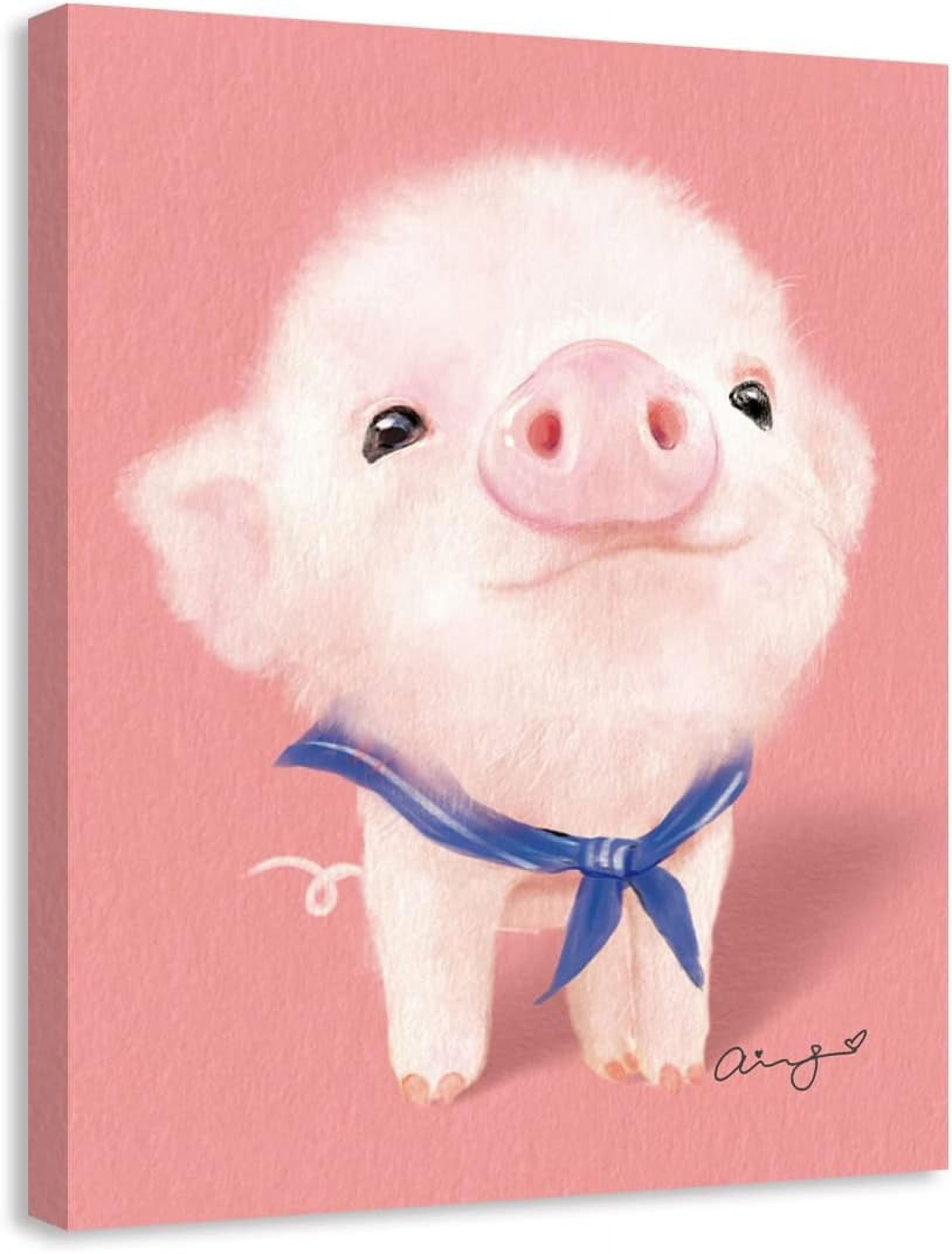 Distiny Pig Poster Canvas Wall Art Pink Piggy Picture for Girls Room ...