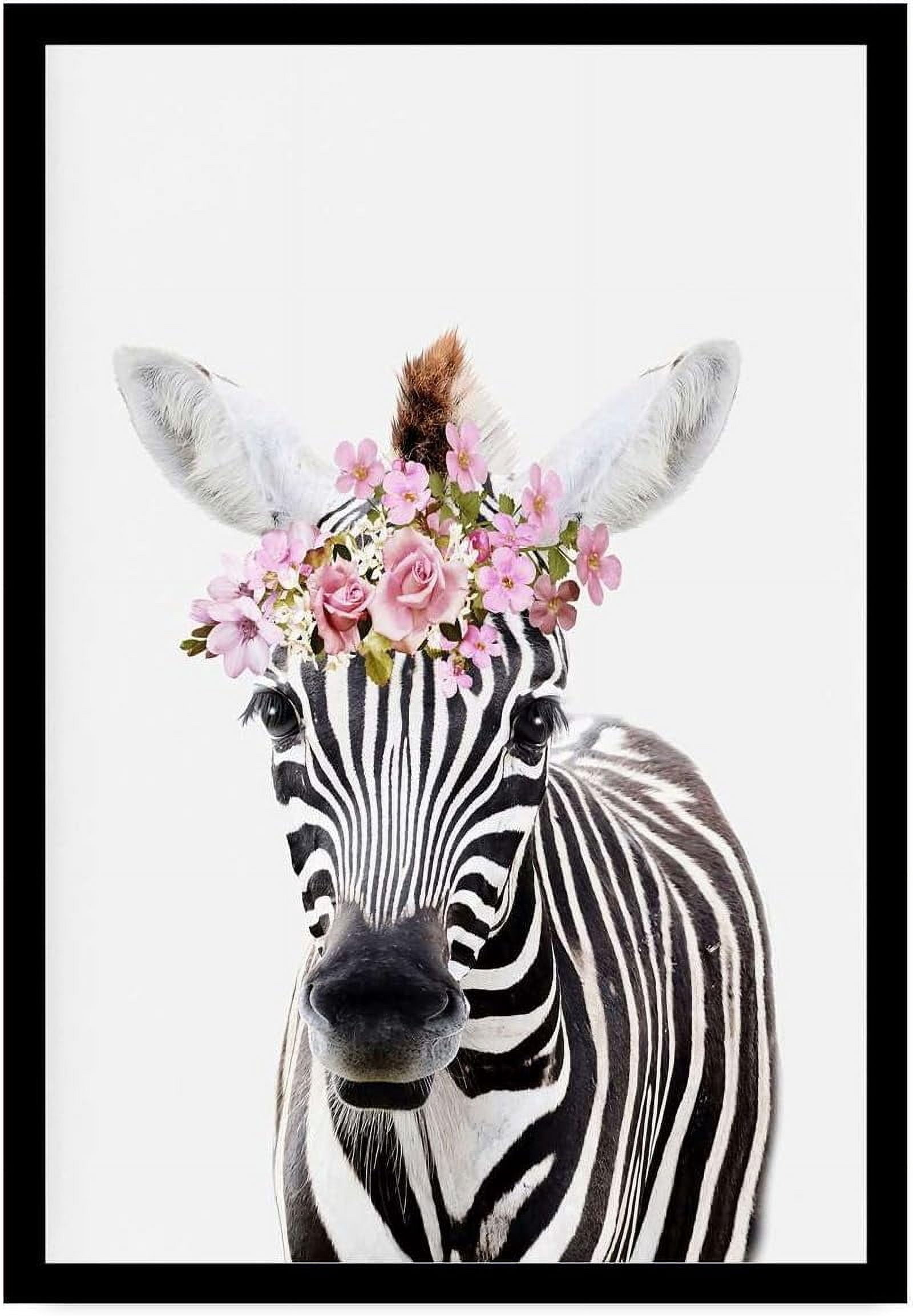 Distiny Printed Canvas Poster Wall Art Nursery Zebra Print With Flower ...
