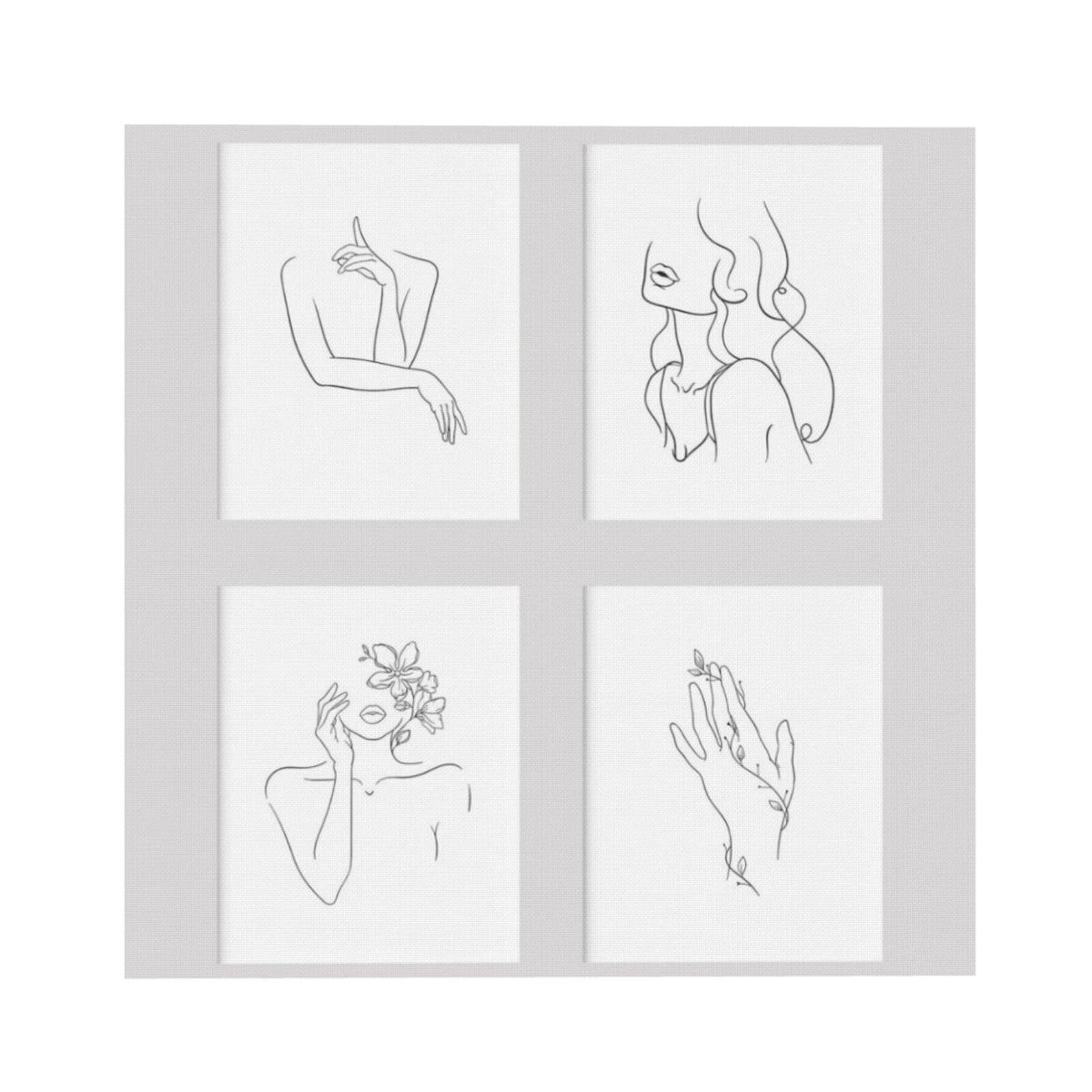 Distiny Set of 4 Unframed Aesthetic Posters Line Art Prints Apartment Decor, Minimalist Art ...