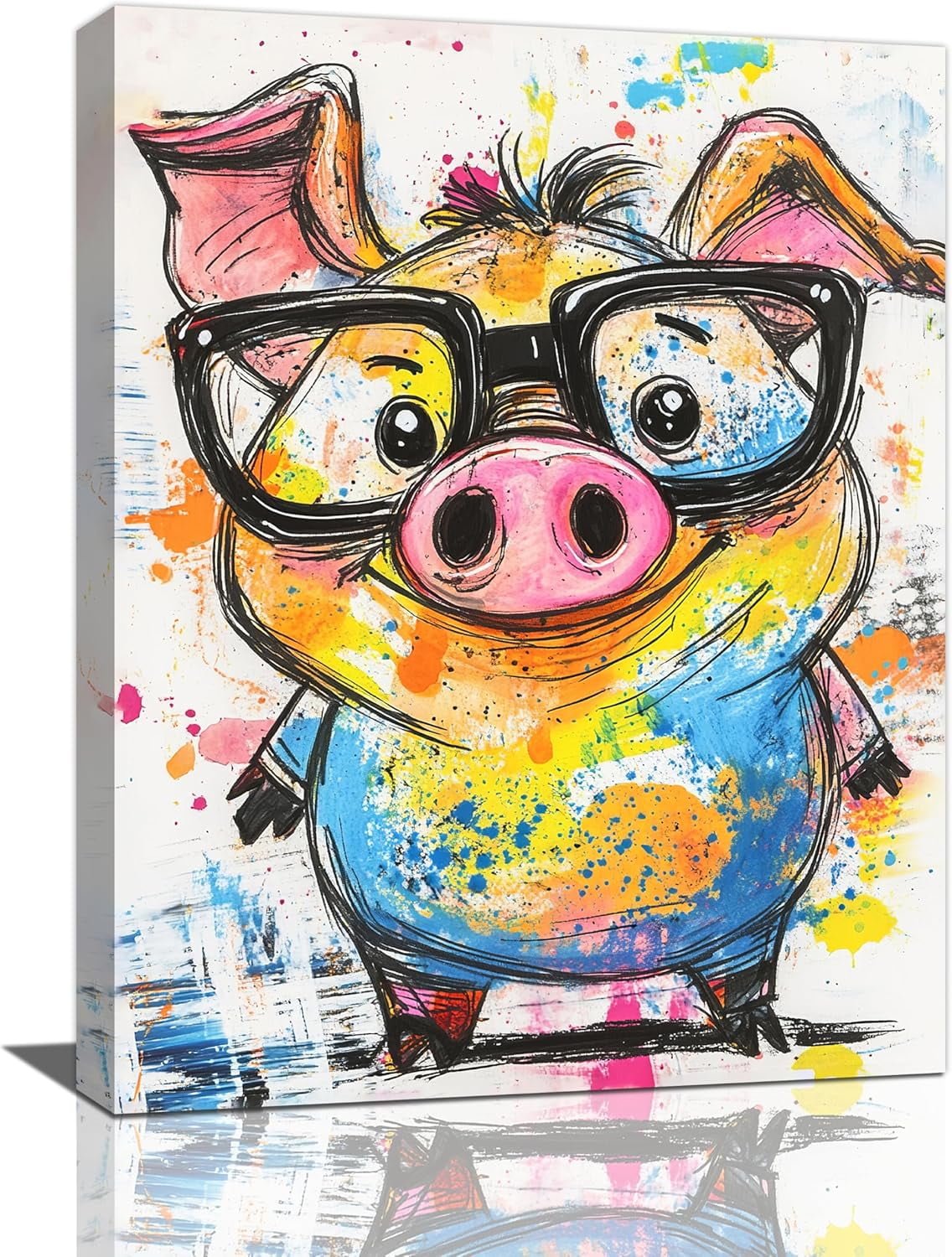 Distiny Unframed Canvas Farmhouse Pig Wall Art Pig Pictures Wall Decor ...