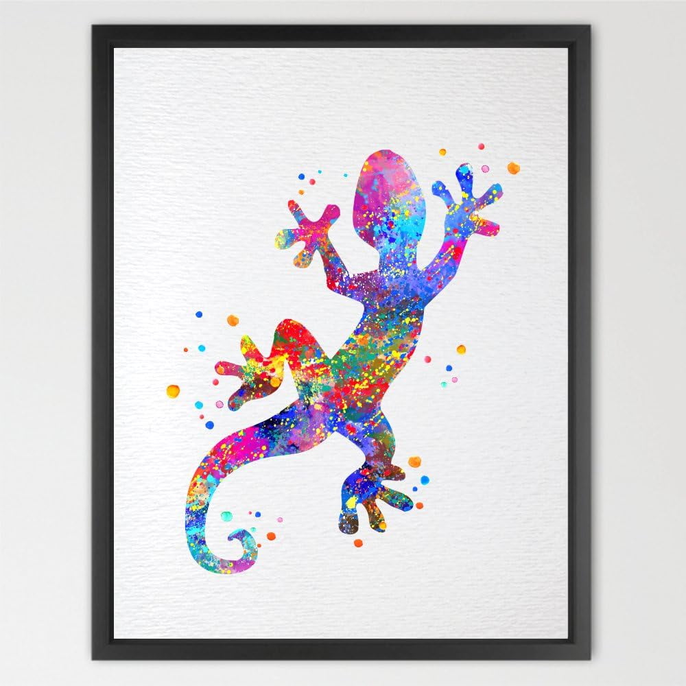 Distiny Unframed Wall Gecko Watercolor Art Print Animal Wildlife Nature ...
