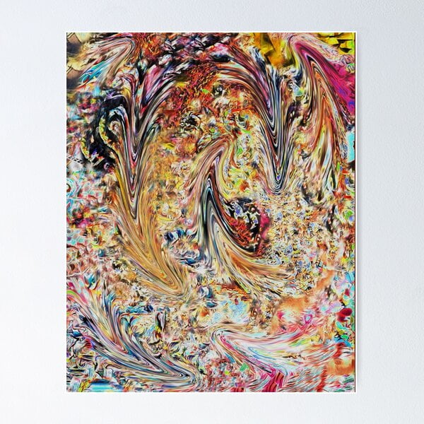 Distorted Art Masterpiece Dissolved Colors Poster Wall Art, Modern Wall ...