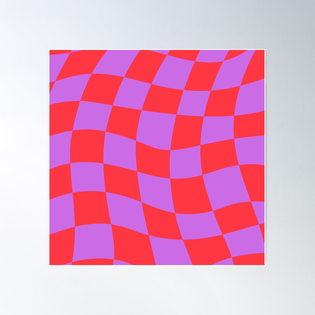 Distorted Checkered Pattern - Purple & Strawberry Pink Poster Wall Art ...