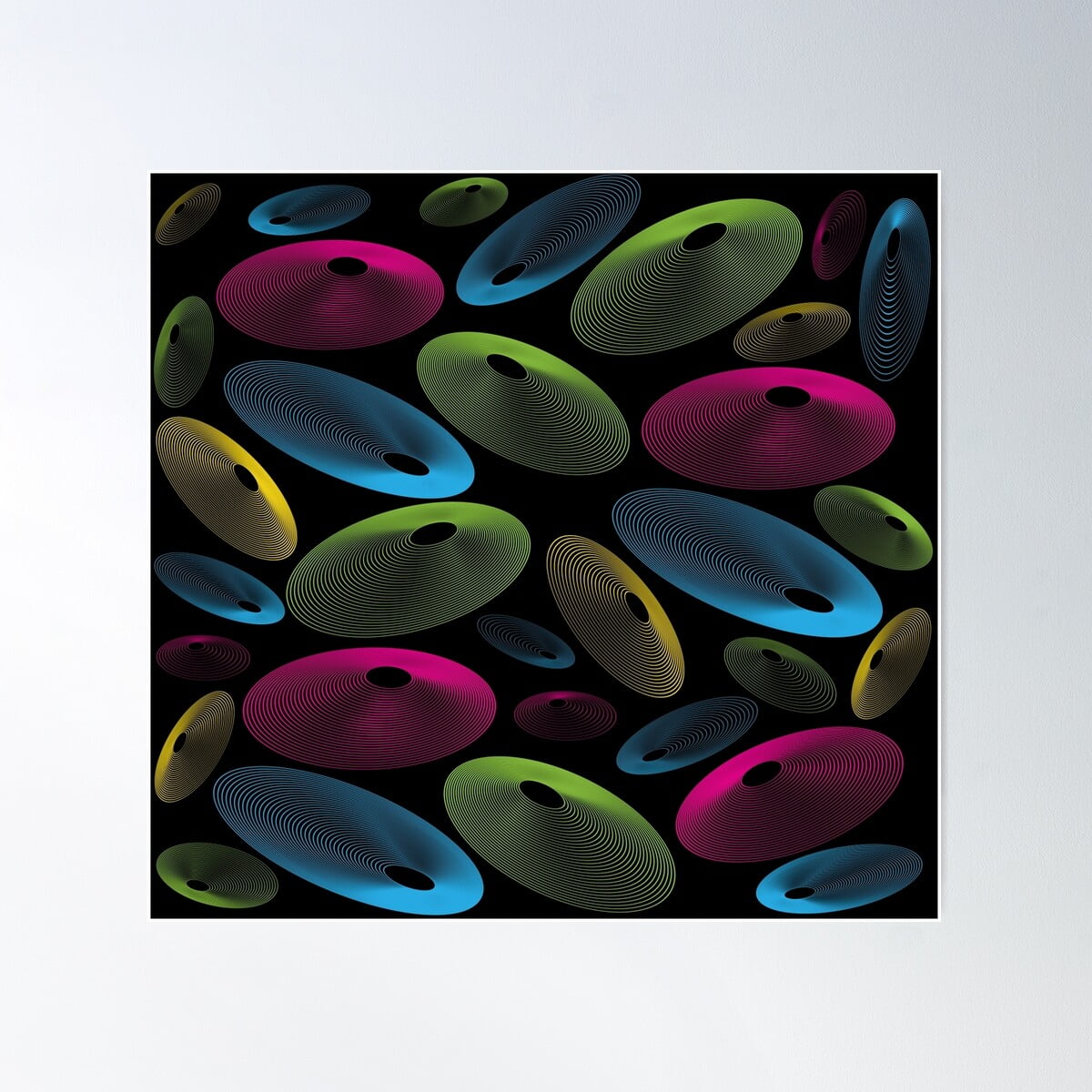 Distorted Rings Pattern Poster Wall Art, Modern Wall Decor For Living ...