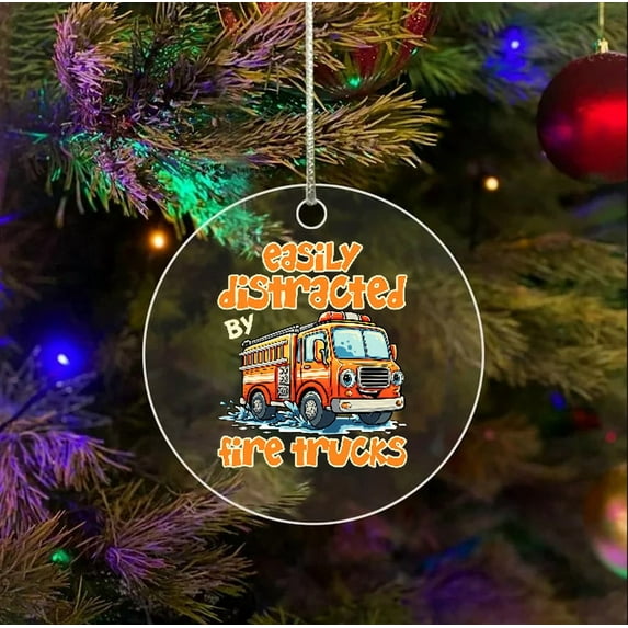 Distracted By Fire Trucks Firefighter Firemen Fire Rescuer Ornament ...