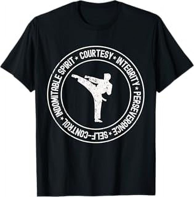 Distressed 5 Tenets of Taekwondo Taekwondo Kicking Outfit T-Shirt ...