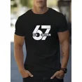 Distressed 67 Six Seven Number Print Men's Casual Short Sleeve Crew ...