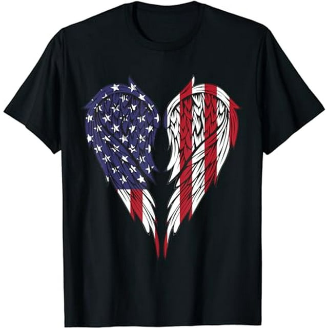 Distressed American Flag Angel Wings T-Shirt - Walmart.com